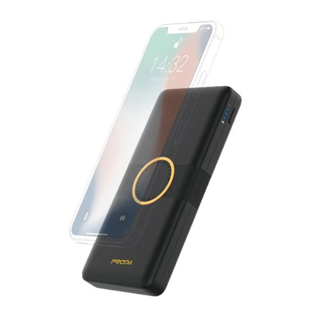 Proda Powerbank 10000mAh Qi gyorstöltéssel fekete (PD-P29)