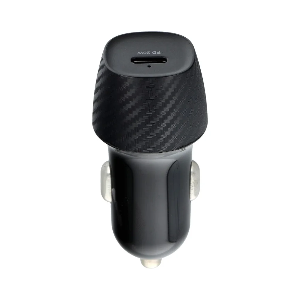 Qwe Carbon szivargyújtós autós töltő Type C 3.0 PD20W CC281-1C fekete