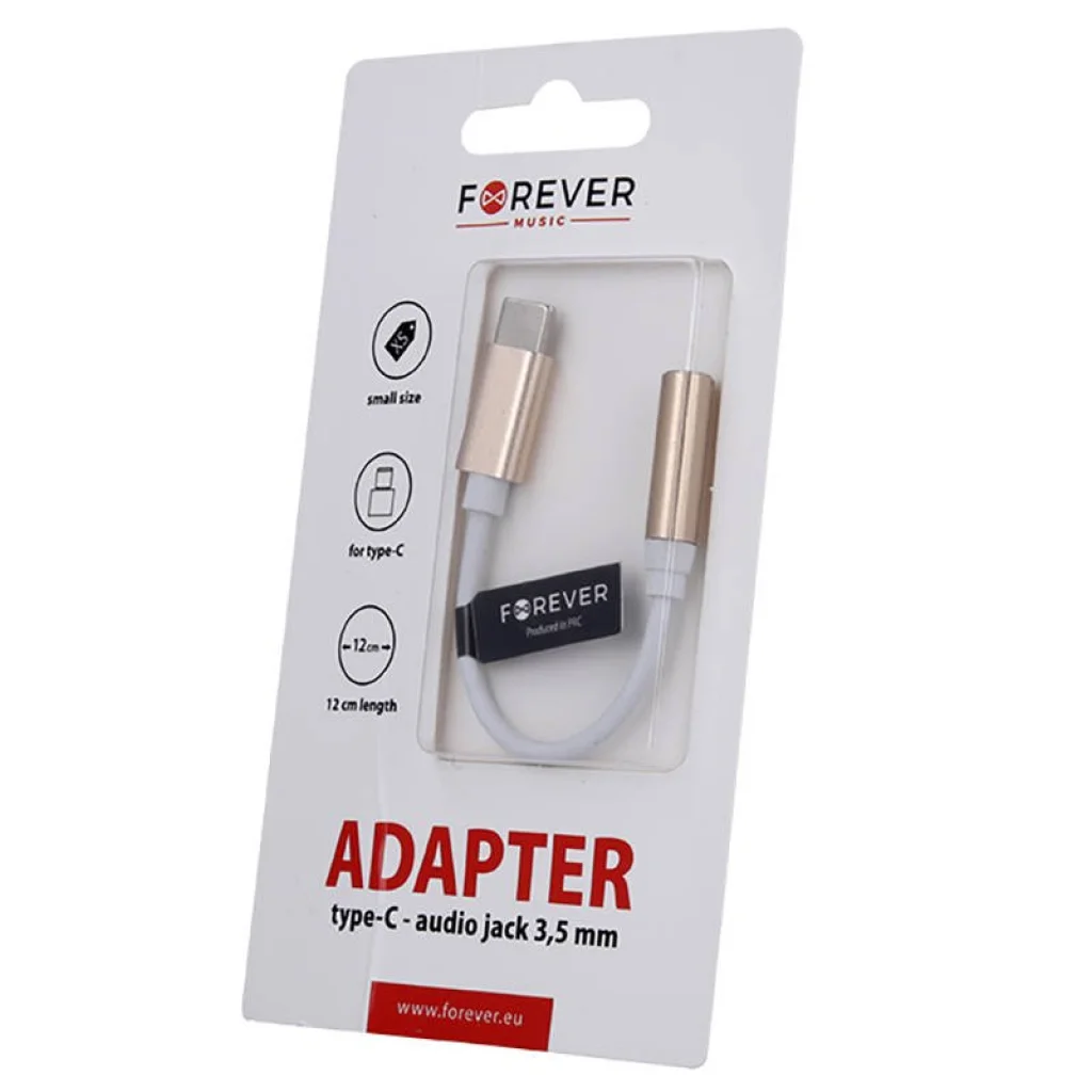 Forever USB Type C - mini jack 3.5mm-es adapter arany